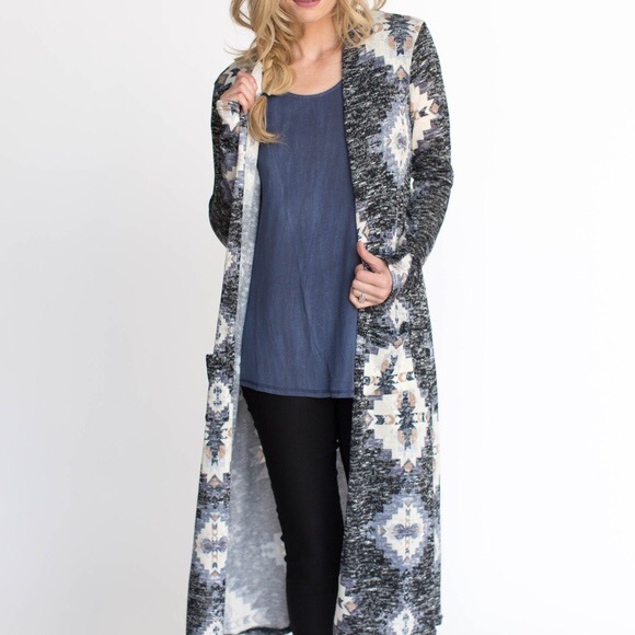 Agnes & Dora | Sweaters | Agnes Dora Duster Aztec Print With Blue ...